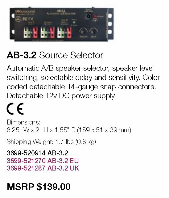 Russound AB3.2 Automatic Speaker Selector For Sale - Canuck Audio Mart