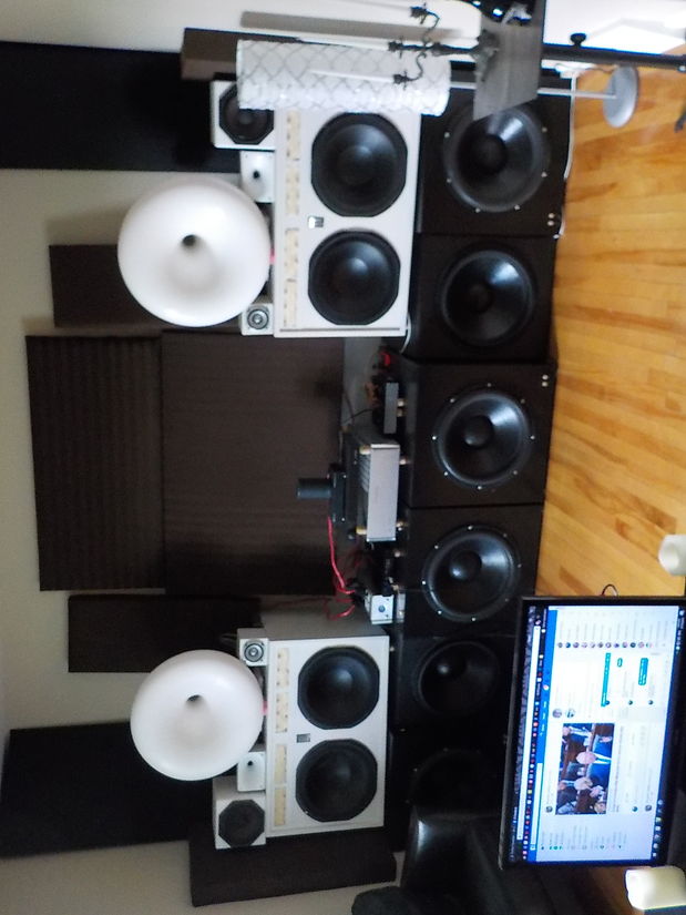 Lowther EX4 on open baffle with a 21" EV woofer and a fostex ft17H ...