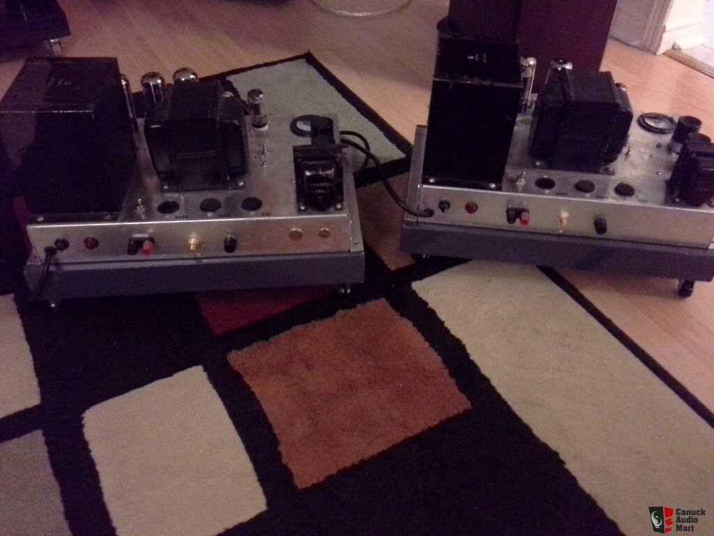 Two mono Allen organ tube power amps with wood blocks Photo #1029087 ...
