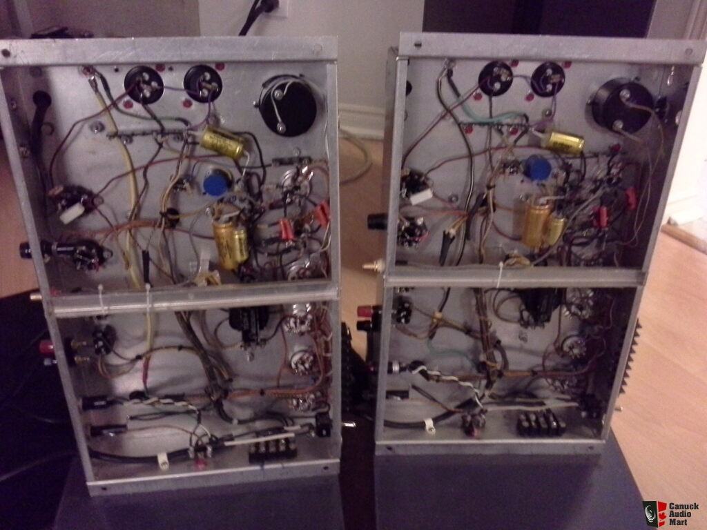 Two mono Allen organ tube power amps with wood blocks Photo #1029087 ...