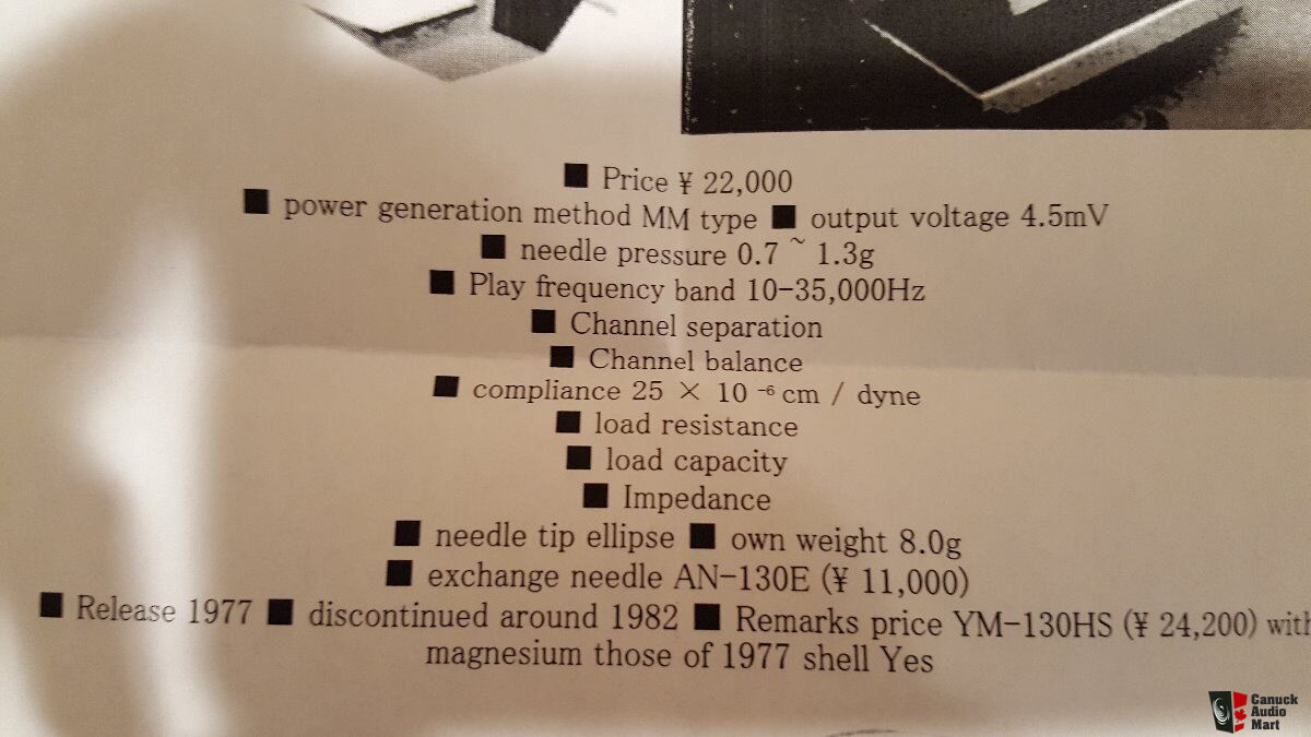 Piezo YM130 MM Cartridge (Price Reduced) Sold to Eric Photo #1128848 ...