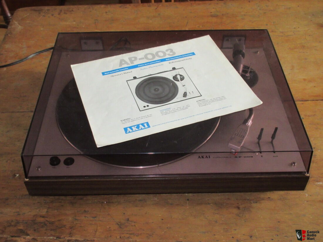Vintage Akai AP-003 Semi-Automatic Belt Drive Wood Plinth Turntable ...