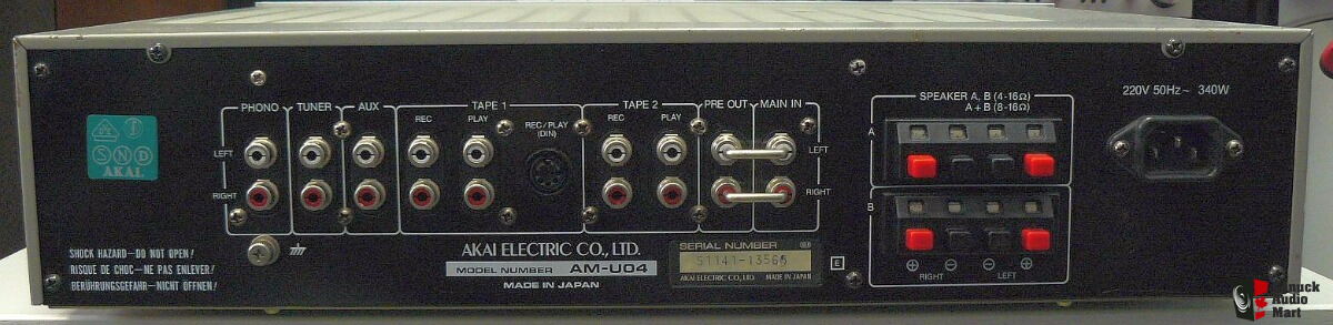 Reduced Akai AM-U04 Stereo Integrated Amplifier and free tuner Photo ...
