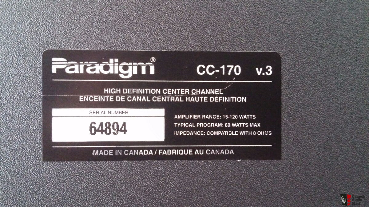 Paradigm CC-170 center speaker Photo #1619314 - Canuck Audio Mart