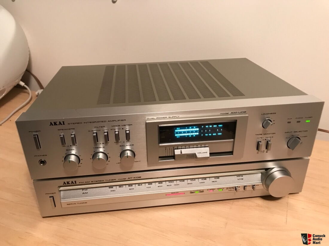 Serviced 1980 Akai AM-UO2 Integrated Amplifier and matching AT-K02 ...
