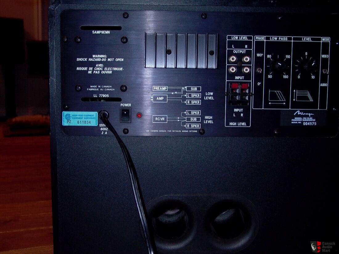 Mirage PS 12-90 sub, M-190 surround & MCC-R center speakers Photo ...