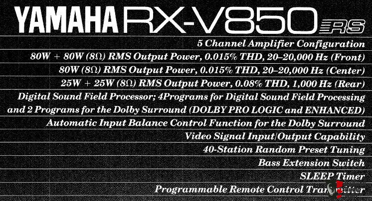 Yamaha RX-V850 receiver Photo #179538 - Canuck Audio Mart