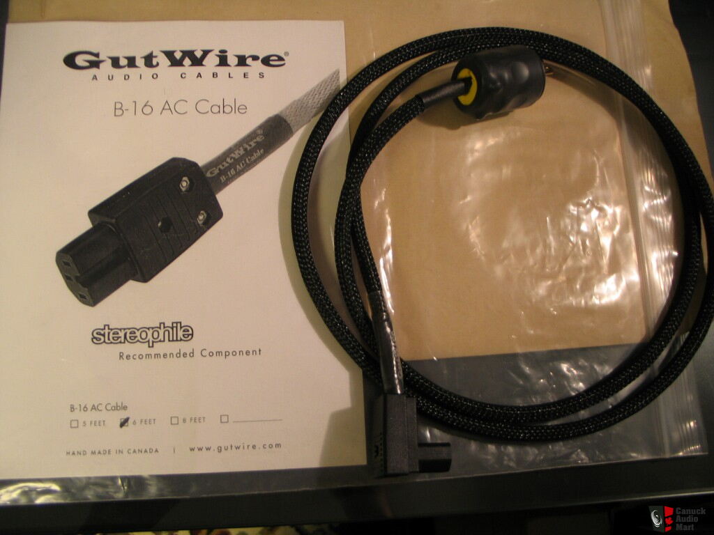 GUTWIRE B-16 AC Cable - 6 Foot Power Cord Photo #179556 - Canuck Audio Mart