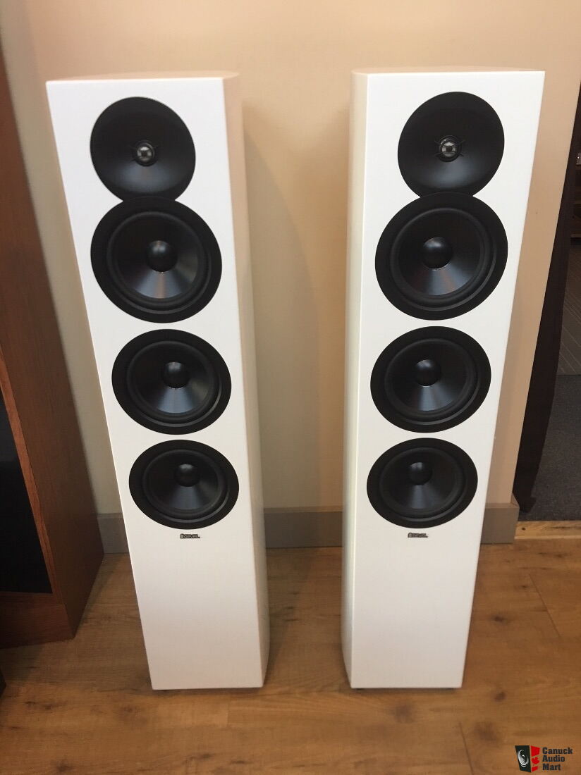 Revel F36 Floorstanding Speakers in White Dealer Ad - Canuck Audio Mart
