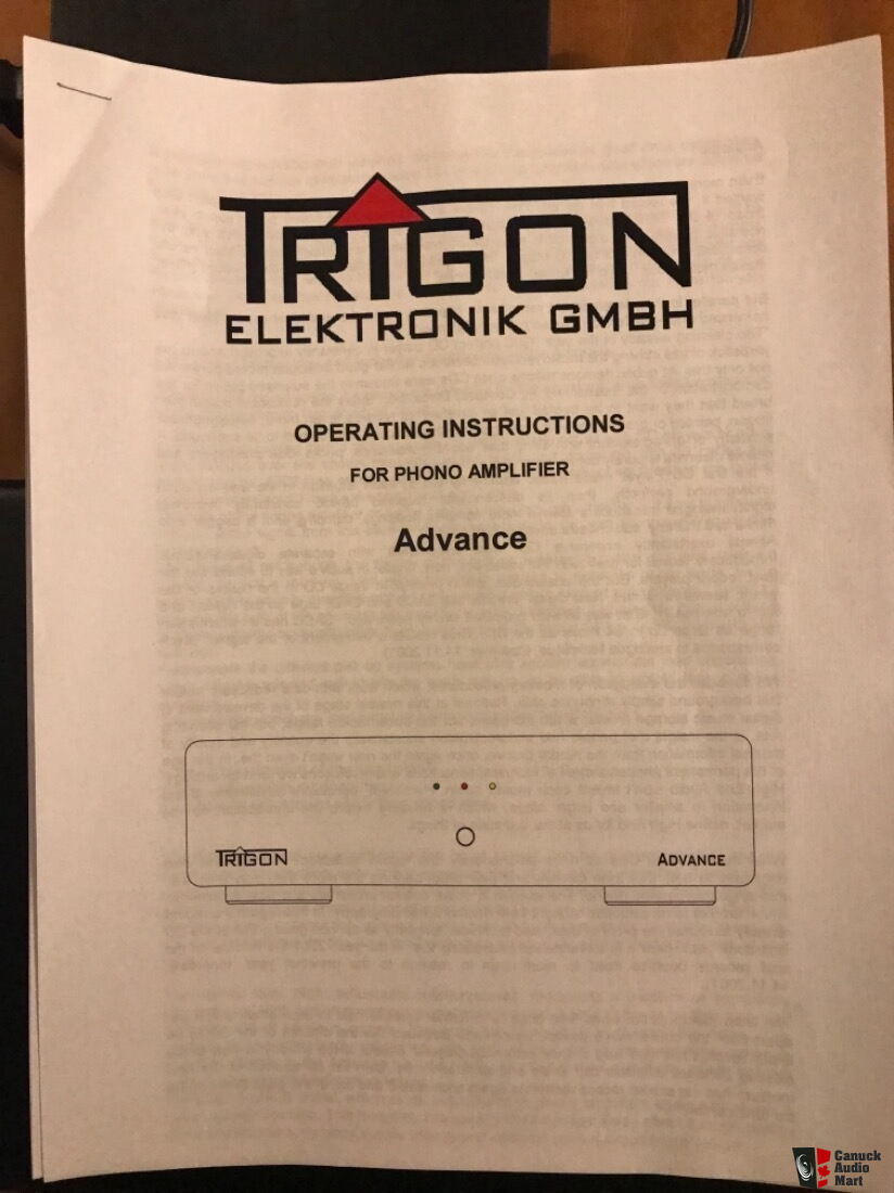 REDUCED PRICE!! Trigon Advance Phono Amplifier Photo #1888538 - Canuck ...