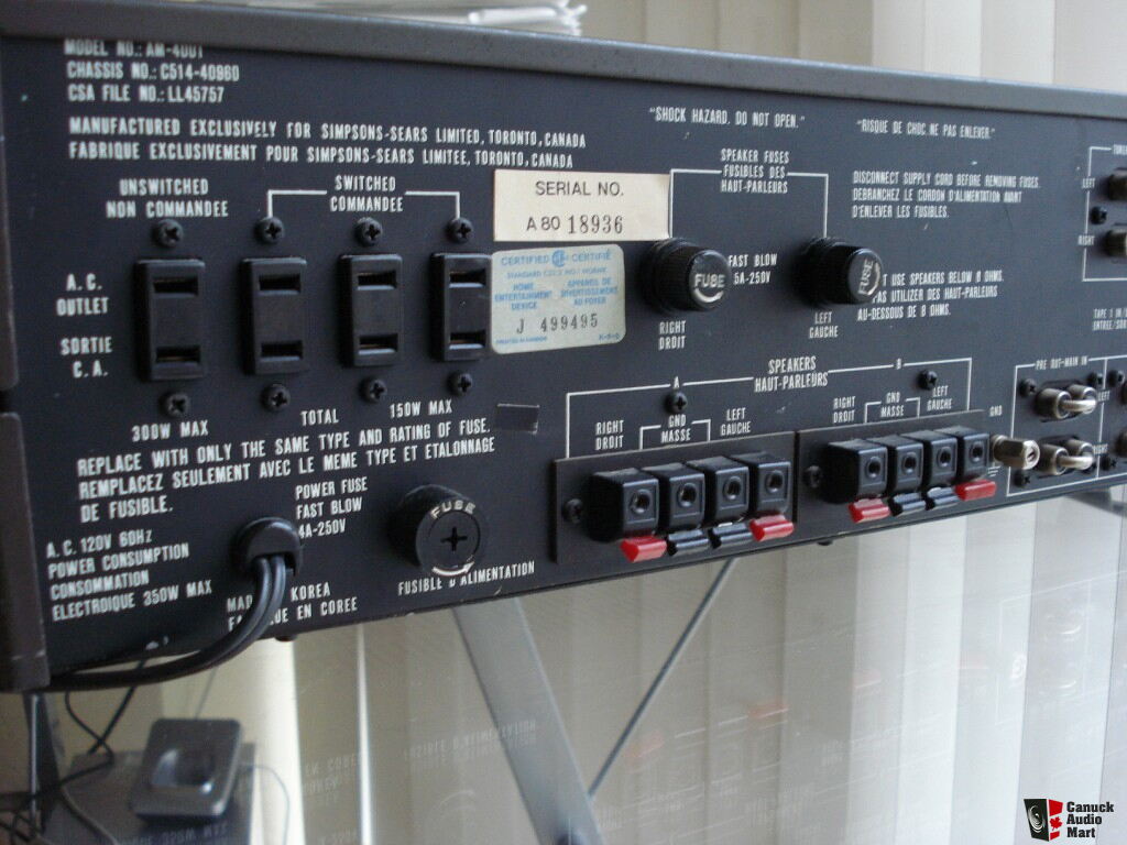 SEARS AMPLIFIER / RECEIVER PROFESSIONAL SERIES Photo #201880 - Canuck ...