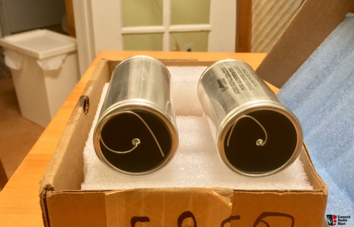Jensen film cap pair, 5uF 400VDC, aluminum foil, paper in oil type ...