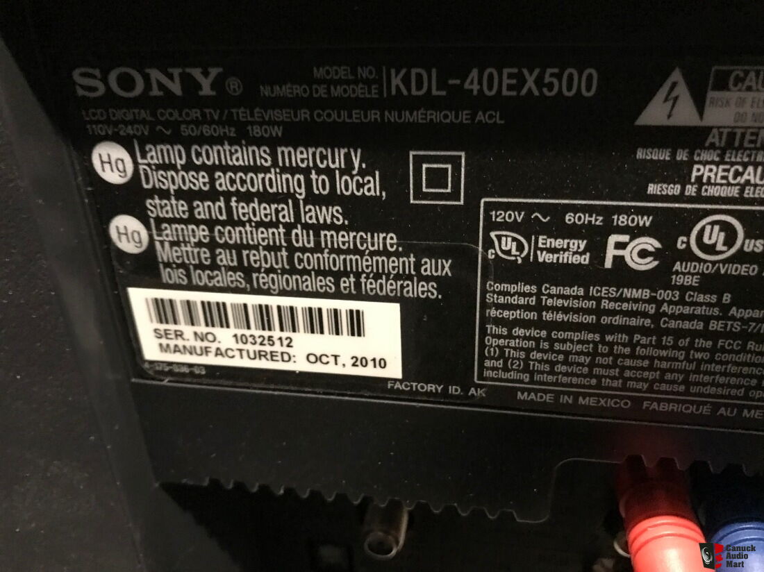 Sony 40" LCD TV (#KDL-40EX500) For Sale - Canuck Audio Mart