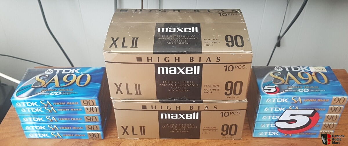 30 New, sealed chrome CASSETTE TAPES - Maxell XL II and TDK SA-90 Photo ...