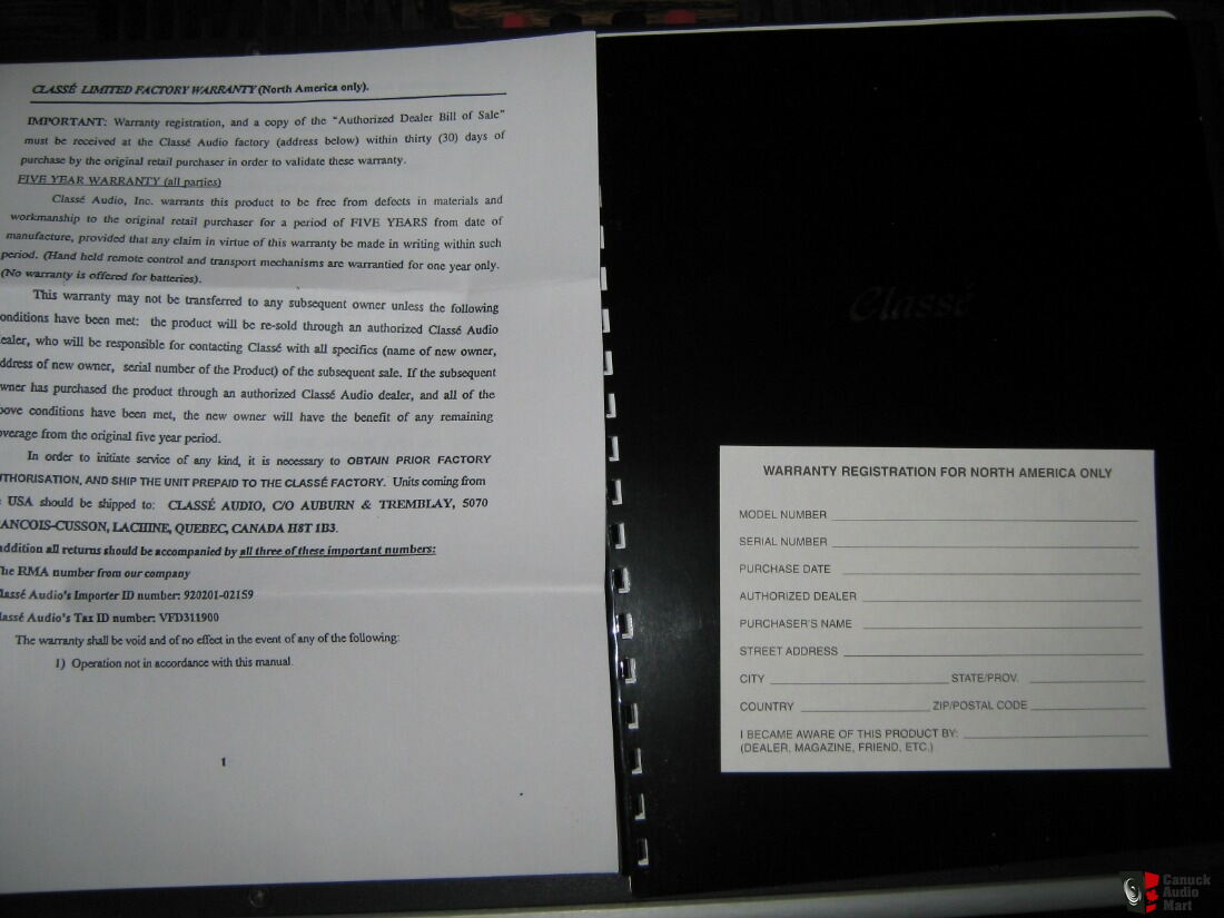 Classe CA101 Stereo Amplifier - w/ Orig Box / manual / warr card Photo ...