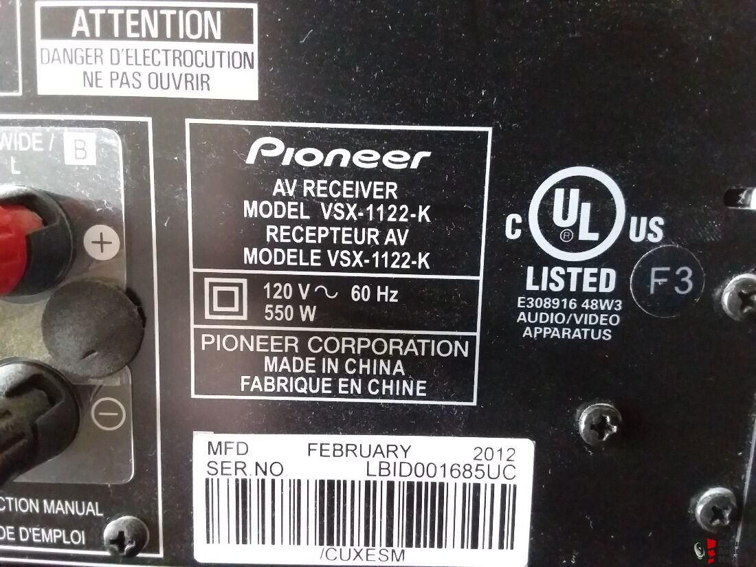 Pioneer VSX-1122-K 630W 7-Channel A/V Receiver $60 or Reasonable Offer ...