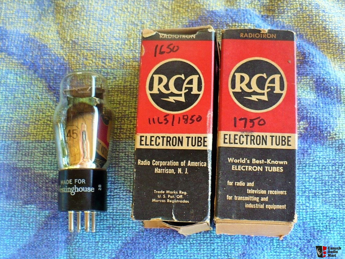 3 Vintage 45 Power Tubes Pair Of RCA In Original Boxes Single 3-vintage-45-power-tubes-pair-of-rca-in-original-boxes-single