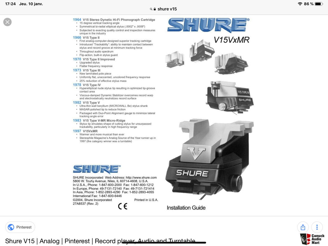Shure V15 - IV phono cartridge Photo #2362182 - US Audio Mart