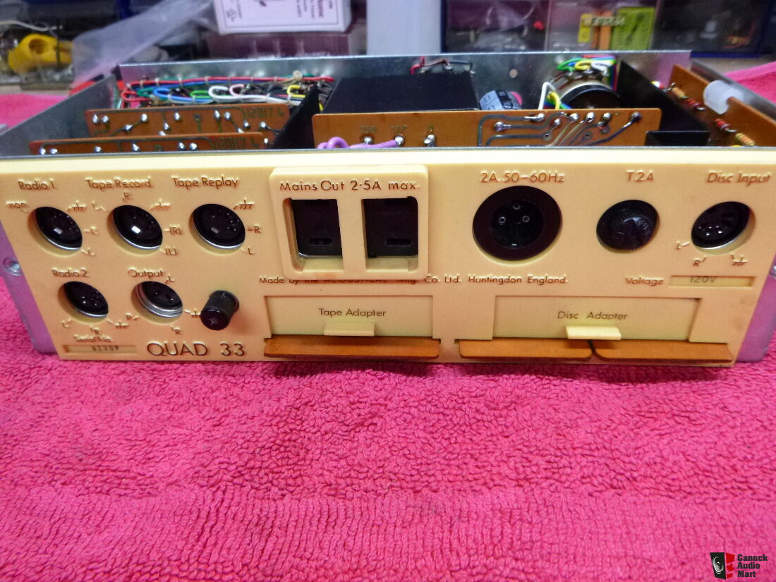 QUAD 33 preamp serviced with all DIN-RCA adaptors Photo #2399114 ...