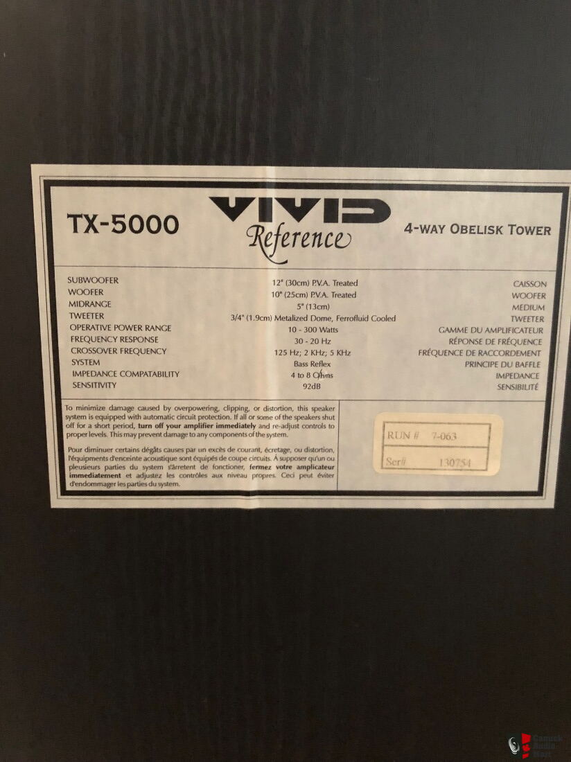 Vivid Reference TX-5000 4 way Speakers Photo #2425049 - Canuck Audio Mart