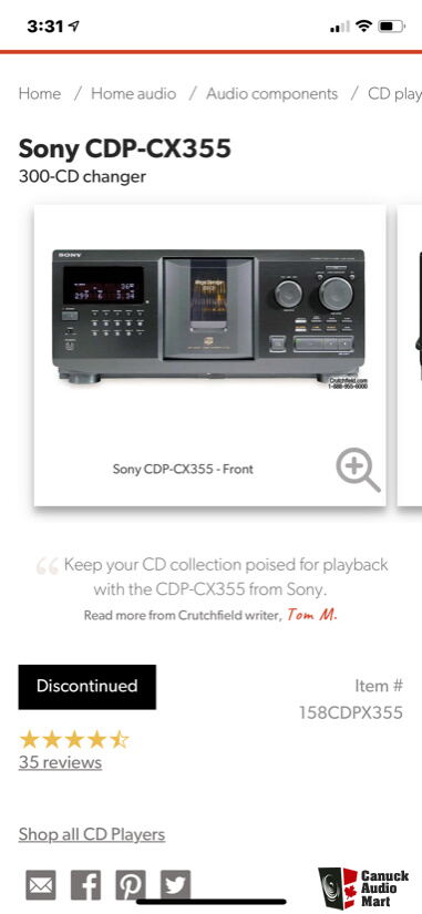 SONY CDP-CX355 300 CD Player Changer original box , manual & remote ...