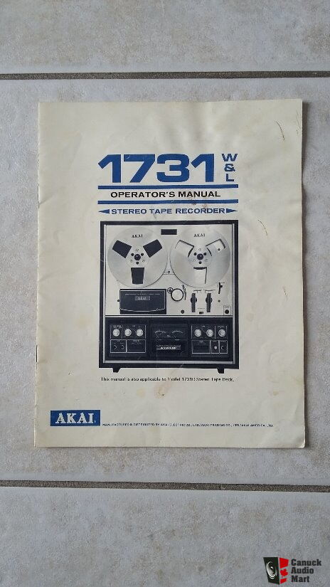 Akai 1731 owner's manual***FREE For Sale - Canuck Audio Mart