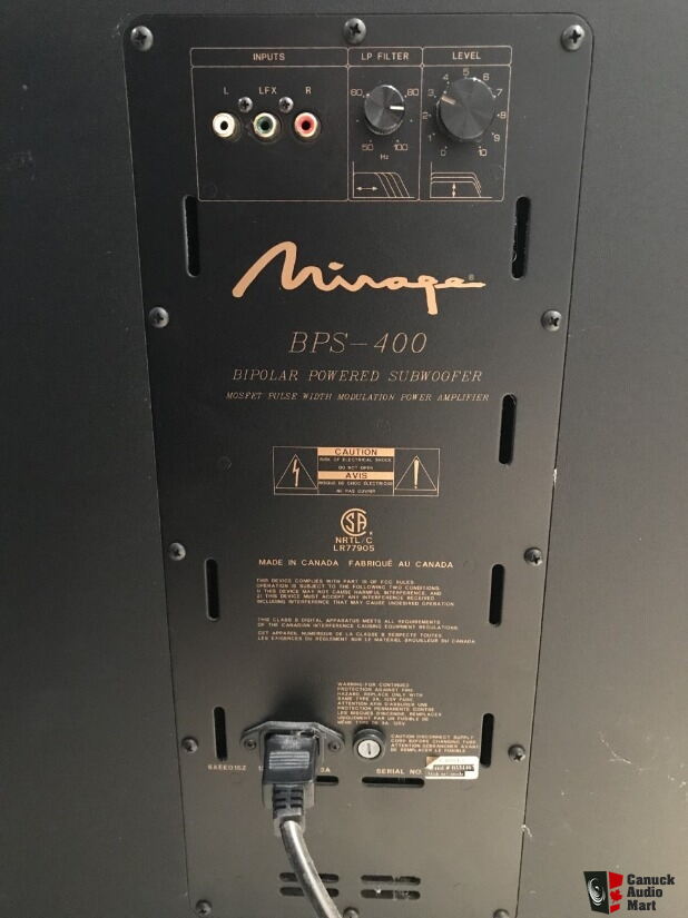 Mirage OM-7 speakers, BPS-400 subwoofer, OM-C2 centre channel Photo ...