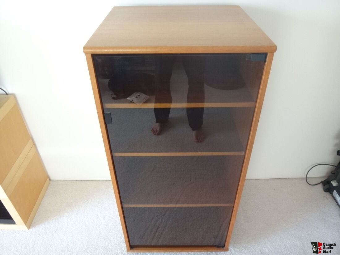Danish Teak Wood Veneer Full Size Stereo Cabinet with Turntable Lid ...