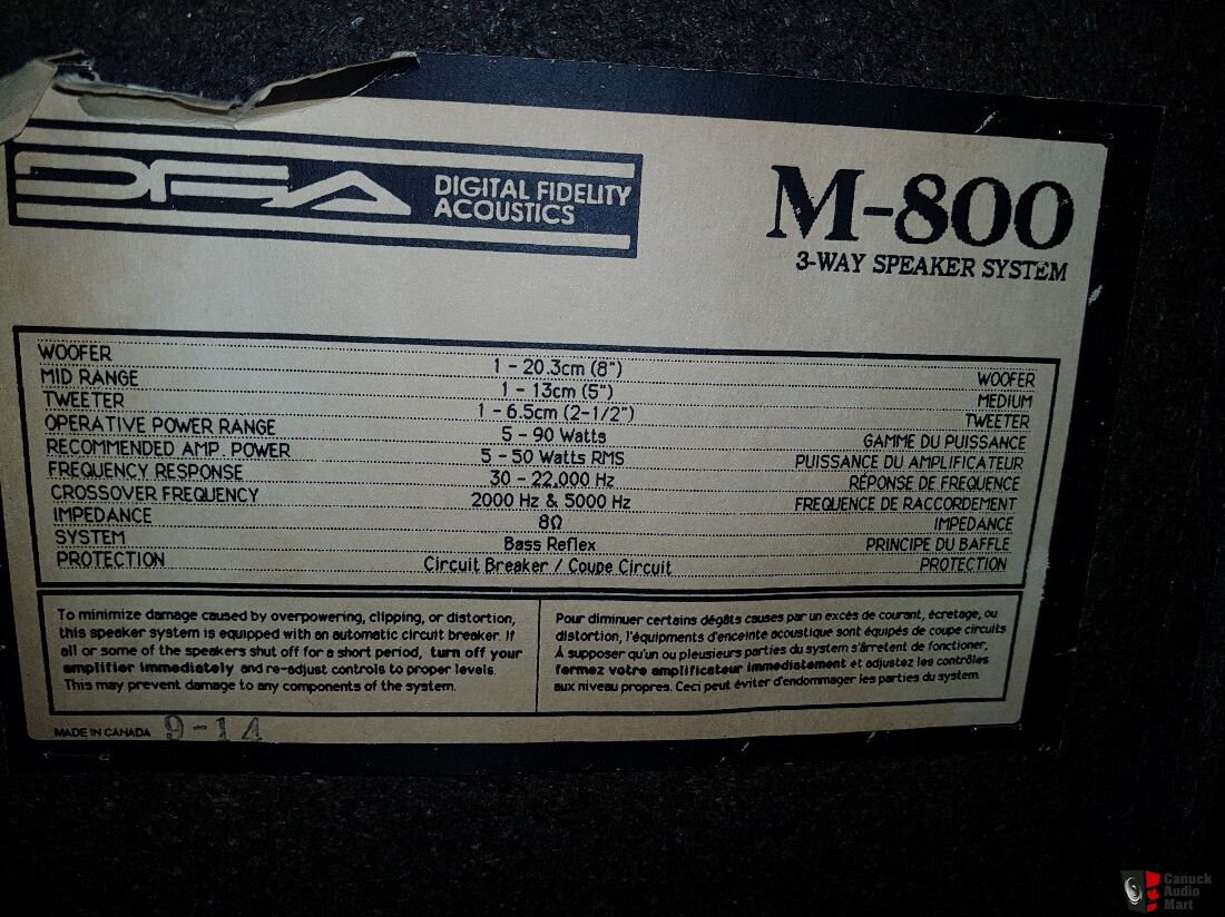 Digital Fidelity Acoustics M-800 Speakers Photo #2544100 - UK Audio Mart
