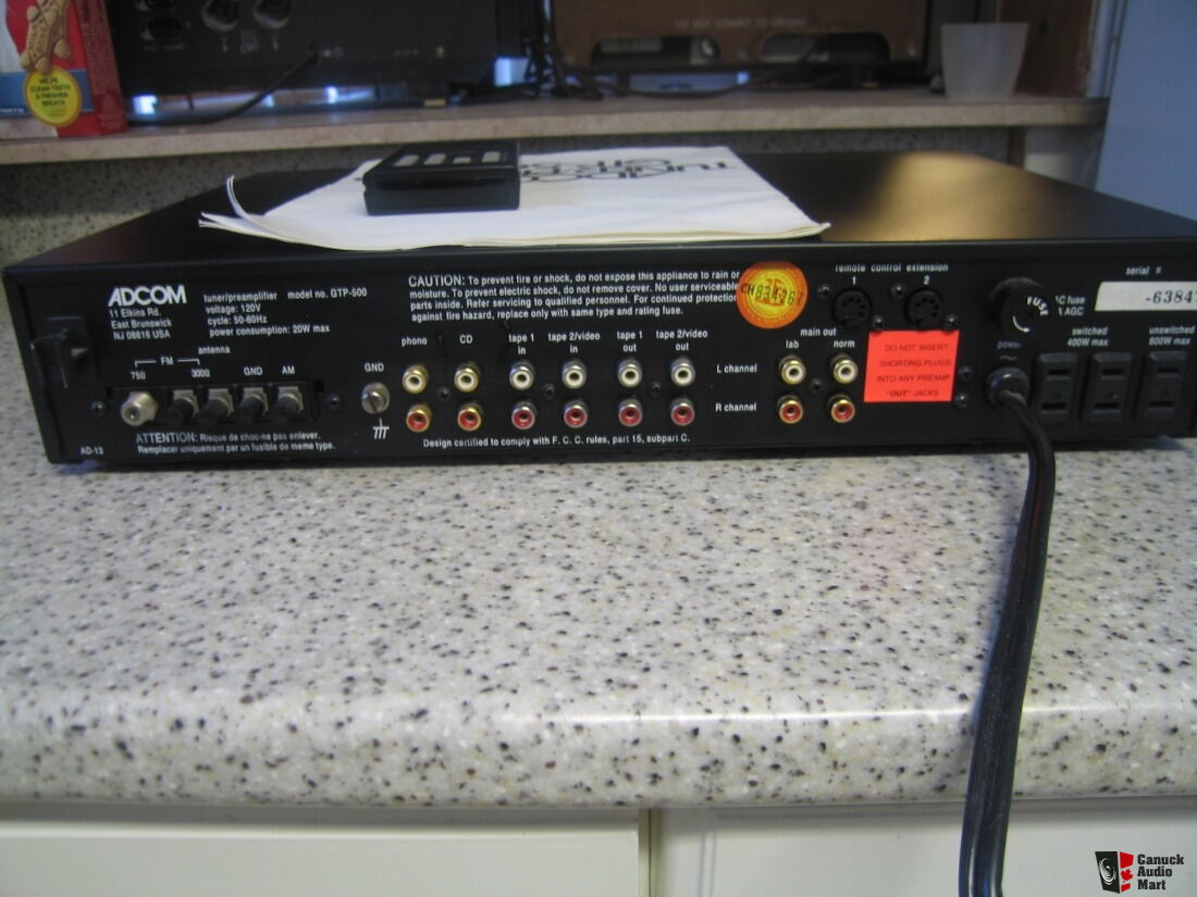 Adcom GTP-500 Stereo Pre-Amplifier and AM/FM Tuner With Remote Manual ...