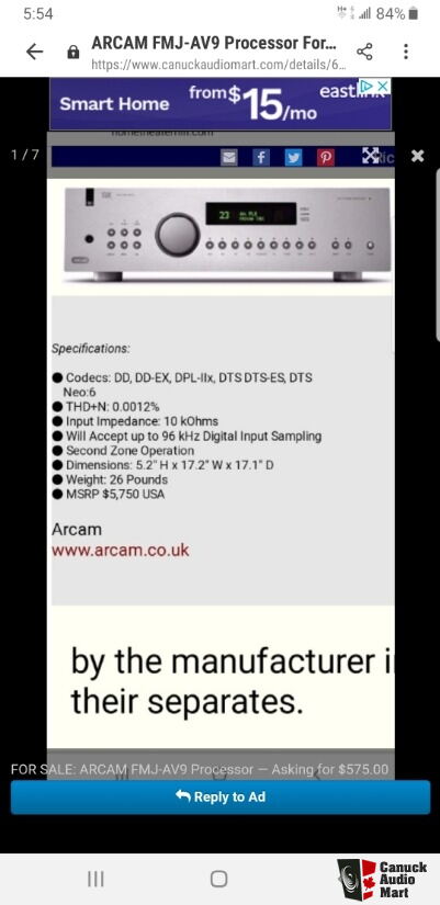 Arcam fmj-av9 pre-amp processor For Sale - Canuck Audio Mart