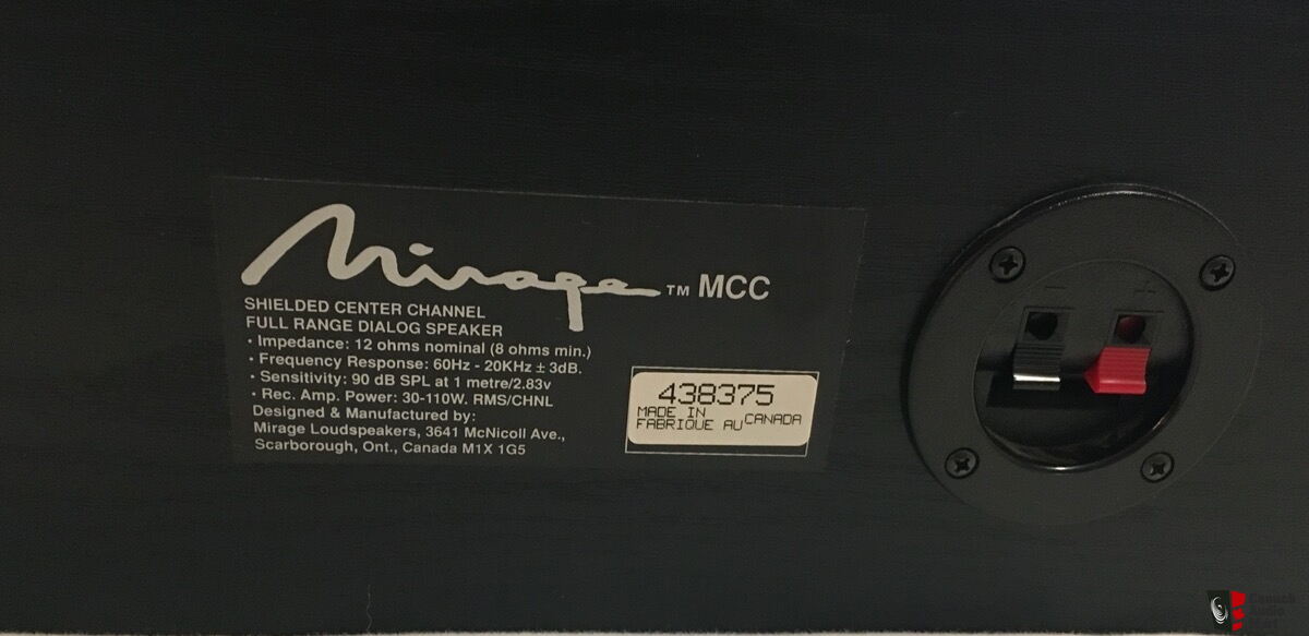 Mirage Channel Speaker MCC-R Shielded Full Range Photo #2566305 - US ...