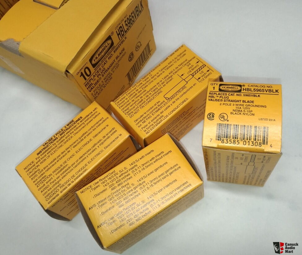 NOS Hubbell HBL5965 VBLK straight blade power plugs made in USA ( last ...