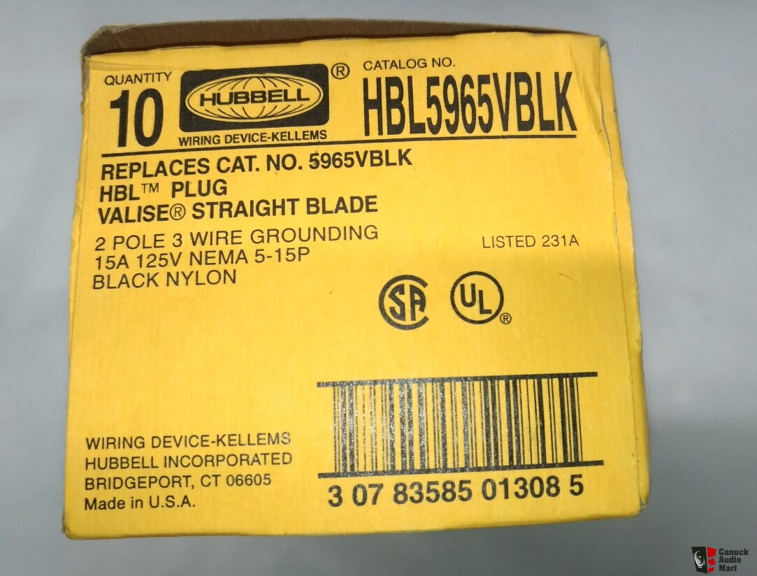 NOS Hubbell HBL5965 VBLK straight blade power plugs made in USA ( last ...