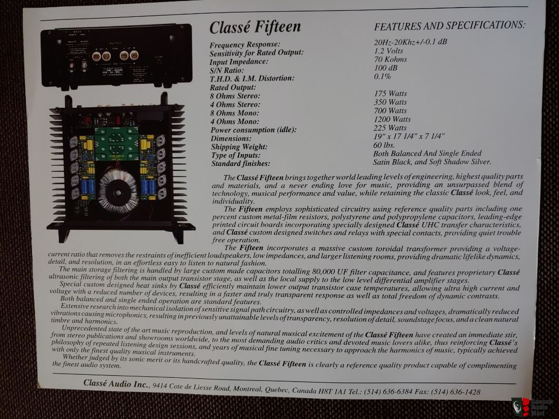 Classe Fifteen Photo #2601555 - US Audio Mart