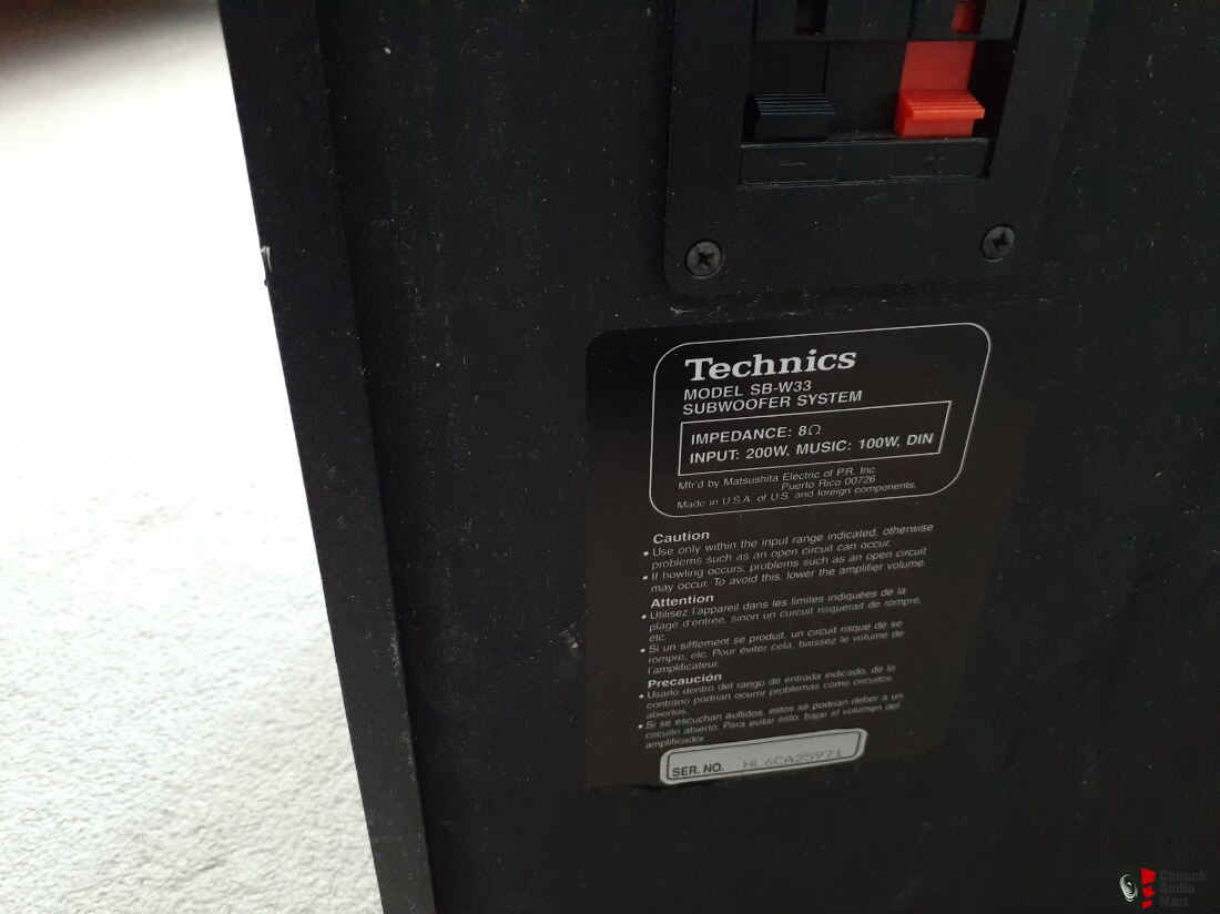 Rare and Powerful Technics 200 Watts 12" Passive Subwoofer (SB-W33 ...