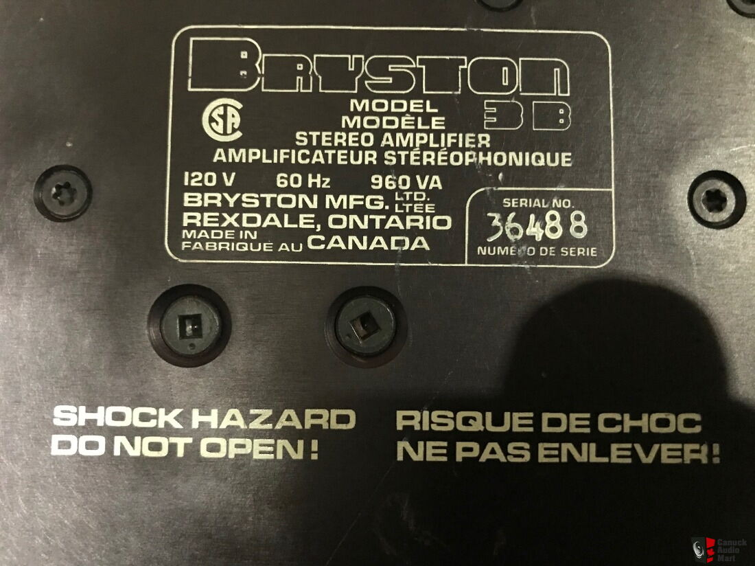 VERY CLEAN Bryston 3B Power amp .Works perfect, serviced @ Bryston, w ...