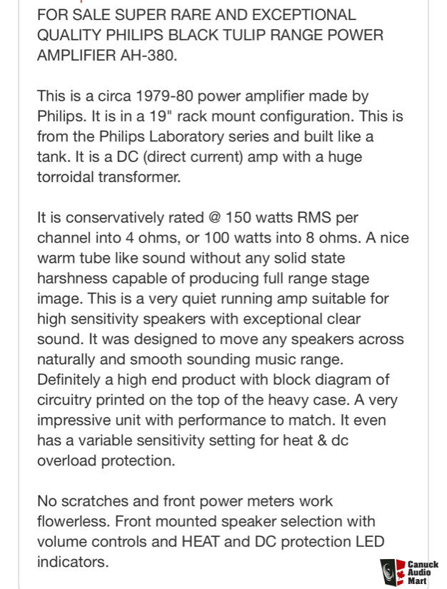 Rare Philips AH 380 amplifier/AH 280 pre Black Tulip Photo #2760831 ...