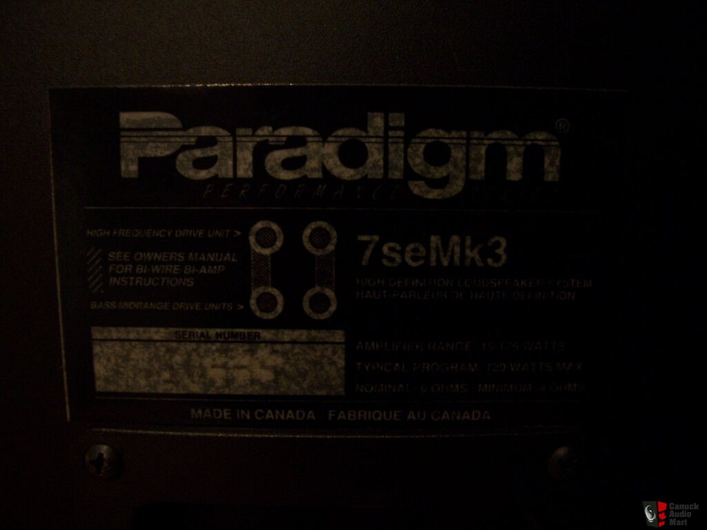 Pair of PARADIGM Reference 7seMk3 Speakers Photo #276550 - Canuck Audio ...
