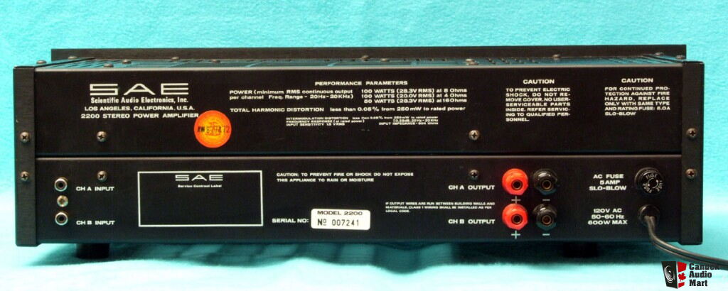 SAE 2200 Power Amp 100W/ch (new pics) Photo #278861 - US Audio Mart