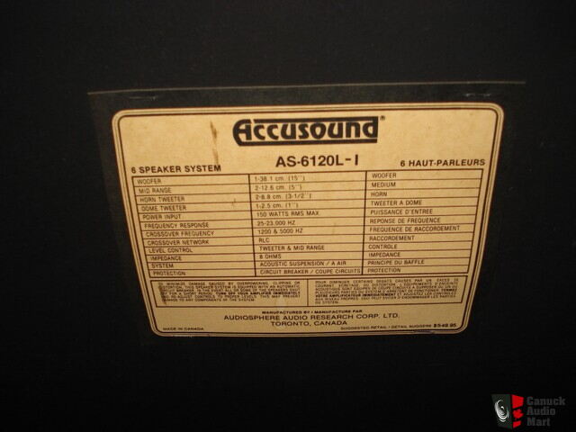 Accusound Speakers Vintage Heavy Decent Shape Photo #283298 - Canuck ...