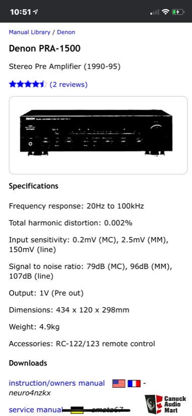 1990 Denon PRA-1500 pre amplifier preamp phono pre-amp offering MM & MC ...