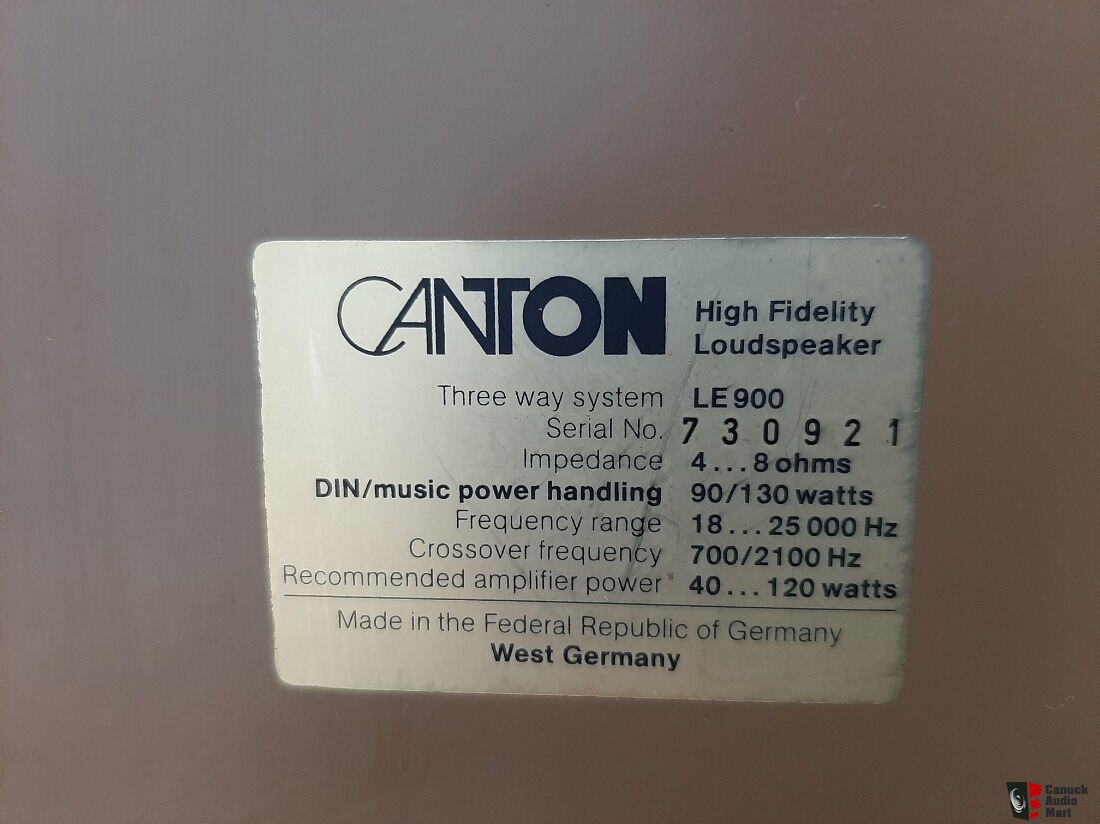 German Higher End Vintage Canton LE-900 Loudspeakers-Near MINT-Close ...