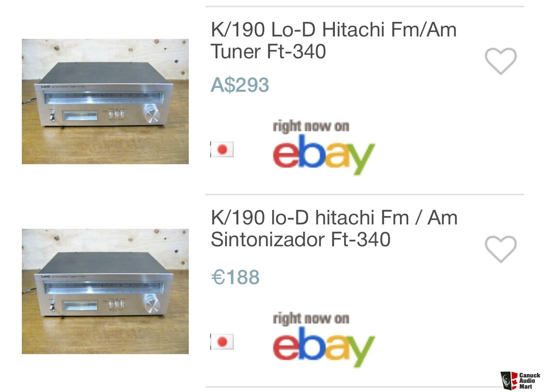 1979 Hitachi FT-340 Am / FM Stereo Tuner radio component Japan Crafted ...