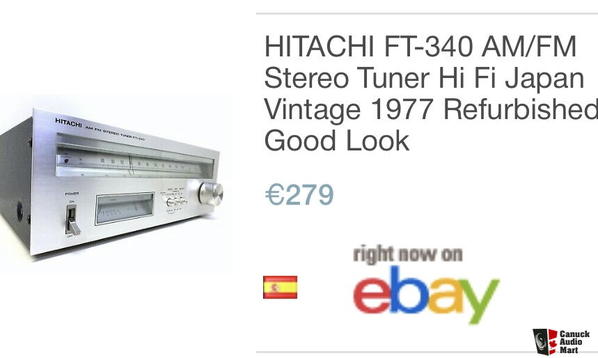 1979 Hitachi FT-340 Am / FM Stereo Tuner radio component Japan Crafted ...