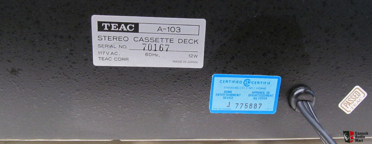 TEAC A-103 Cassette Deck in Near Mint Condition Photo #3276363 - Canuck ...