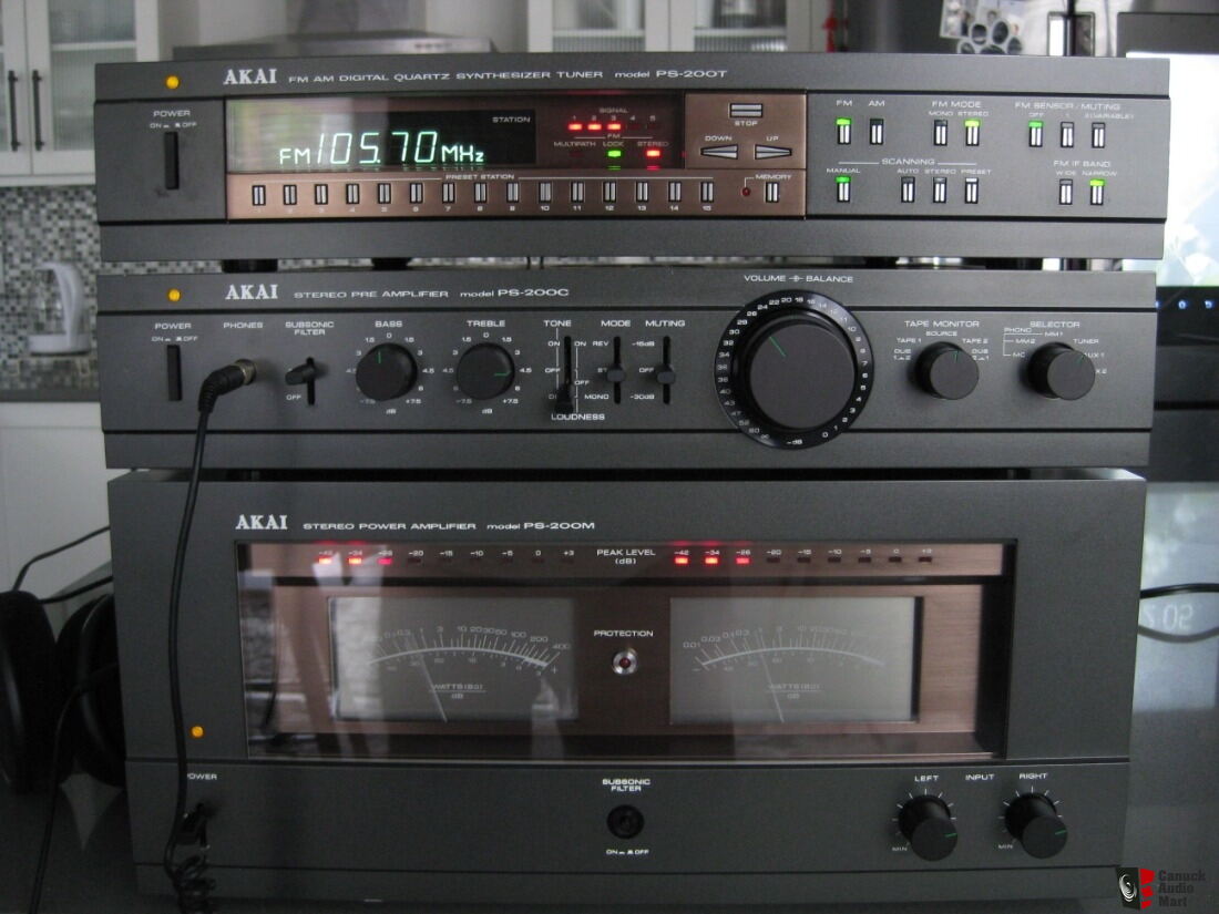 AKAI rare legendary PS-200M Power Amplifier, PS-200C Preamplifier & PS ...