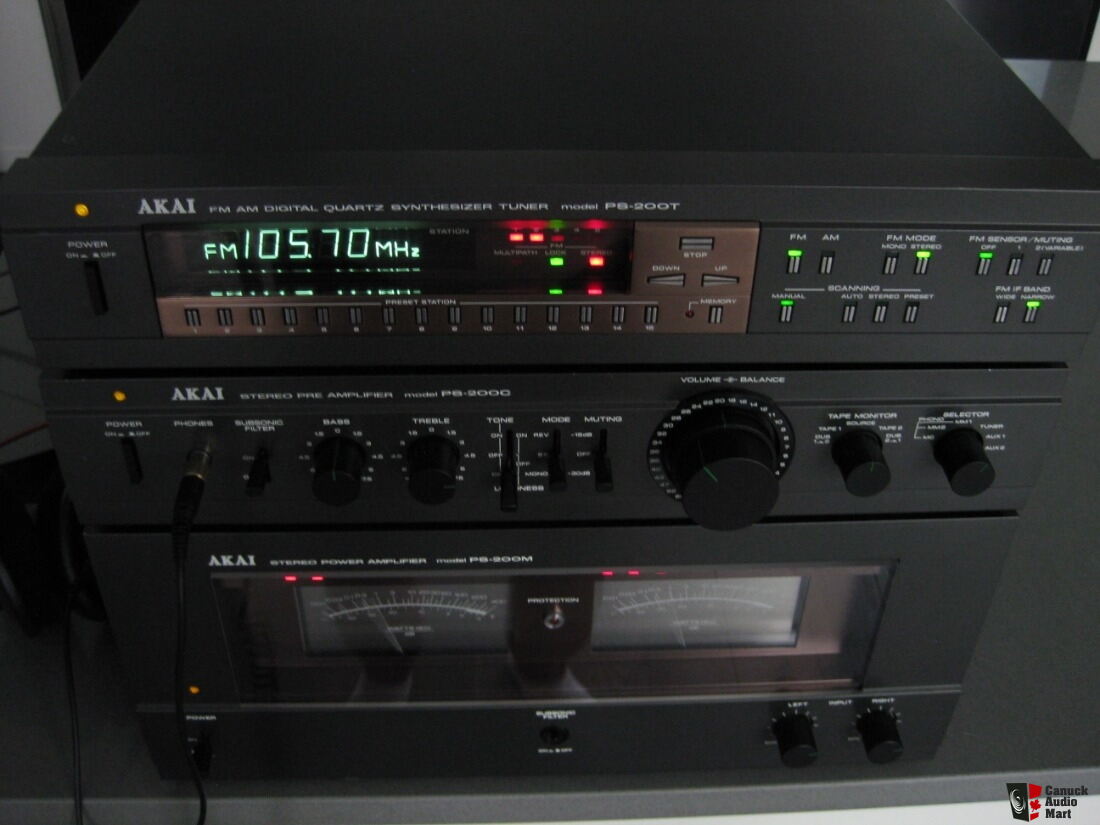 AKAI rare legendary PS-200M Power Amplifier, PS-200C Preamplifier & PS ...
