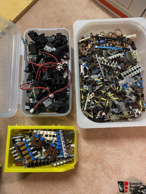 Various components- volume controls, VR pots, relays, switches, AC ...