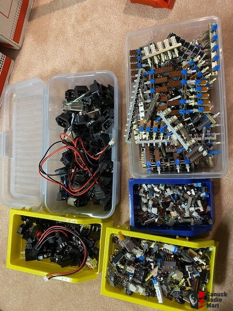 Various components- volume controls, VR pots, relays, switches, AC ...